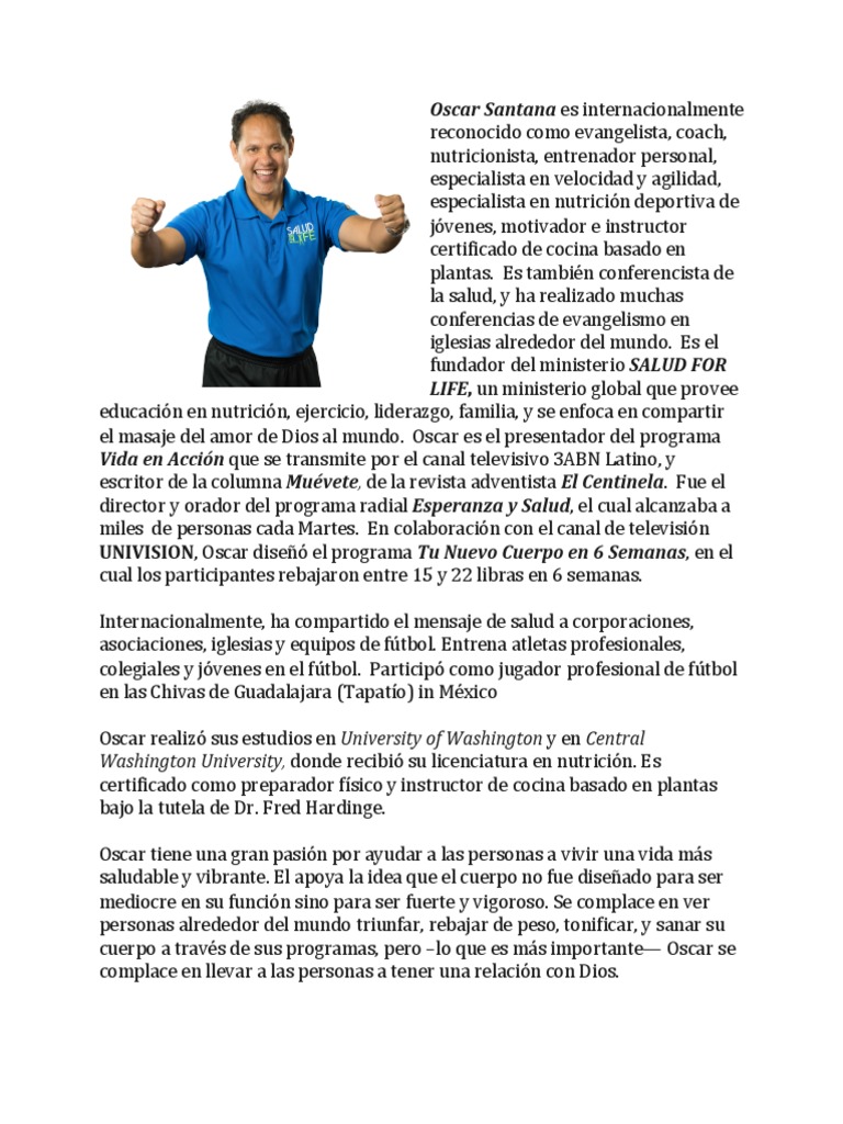 Oscar Santana | PDF | Asociación de Futbol | Salud y bienestar