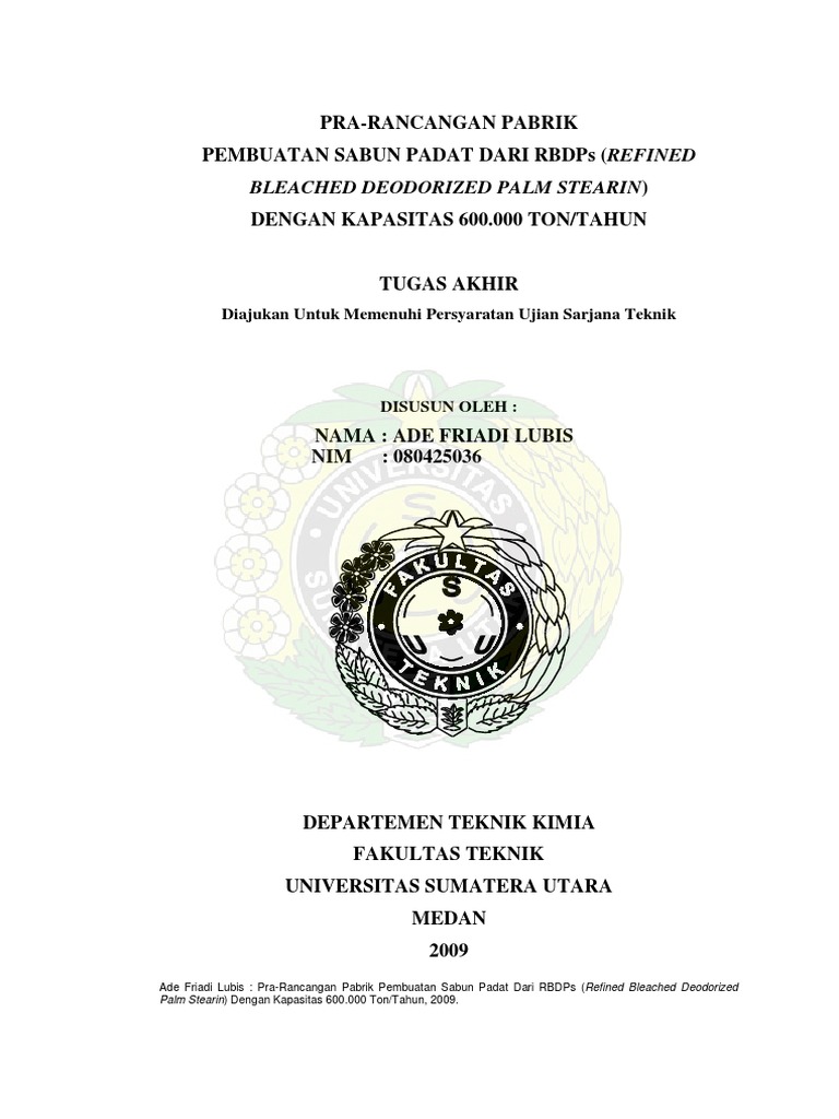 Contoh Pra Rancangan Pabrik Kimia PDF | PDF