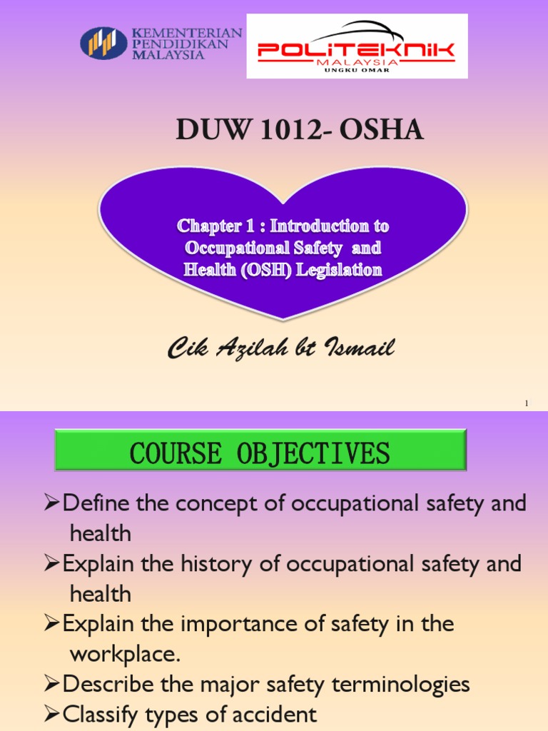 Chapter 1 - Intro To OSH Legislation | PDF | Occupational Safety And ...