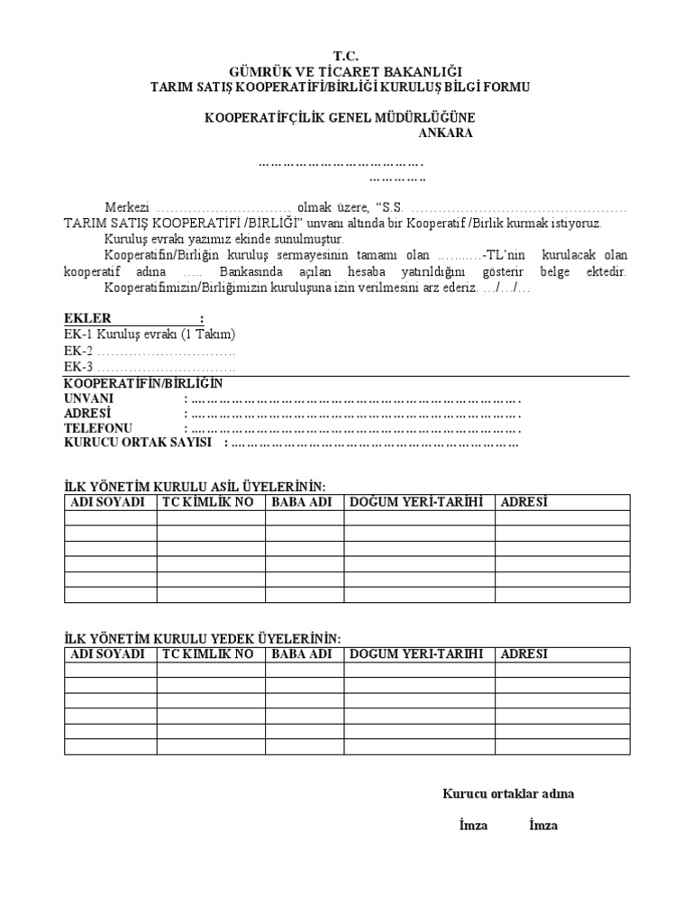 Kuruluş Bilgi Formu | PDF