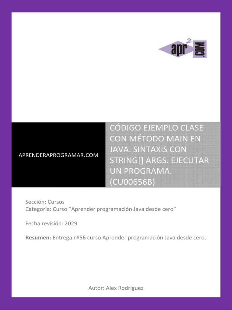 Codigo Ejemplo Java Metodo Main String Args Invocar Programa Pdf Java Lenguaje De 8989