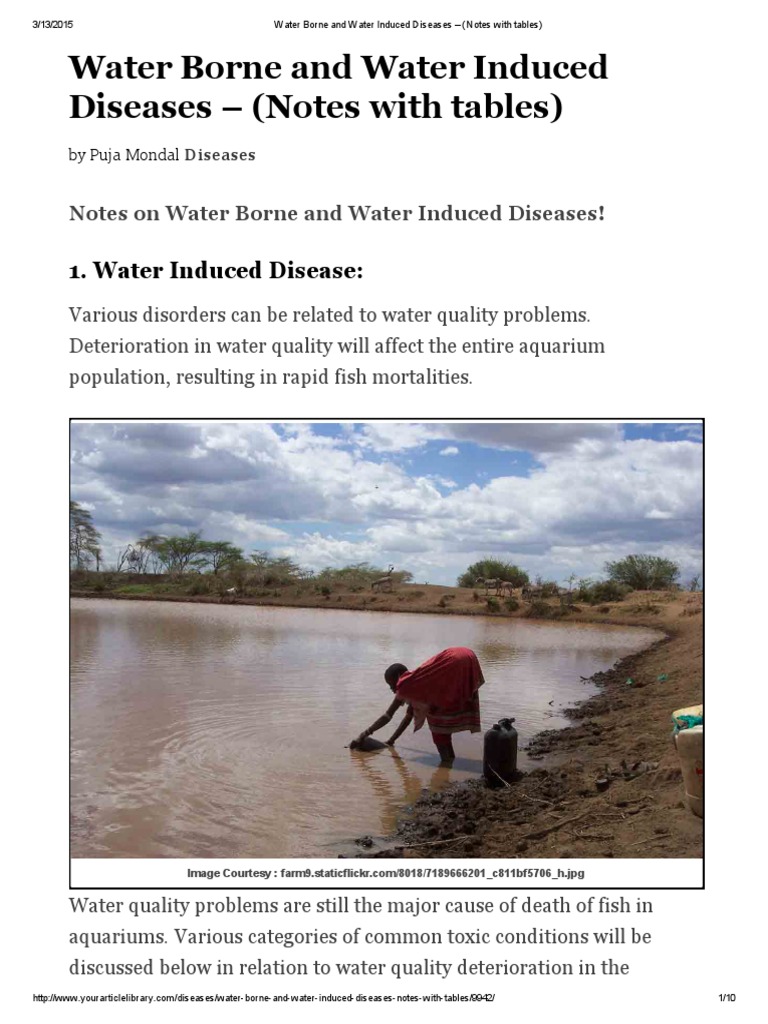 Water Borne and Water Induced Diseases - (Notes With Tables) | PDF ...