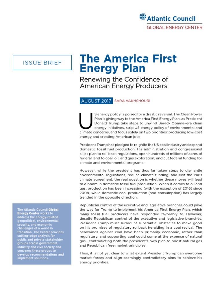 The America First Energy Plan Renewing The Confidence Of American