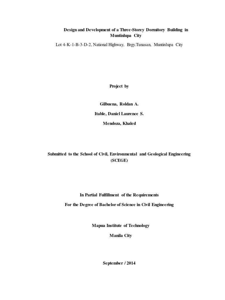 Design and Development of A Three Storey Dormitory Building PDF | PDF