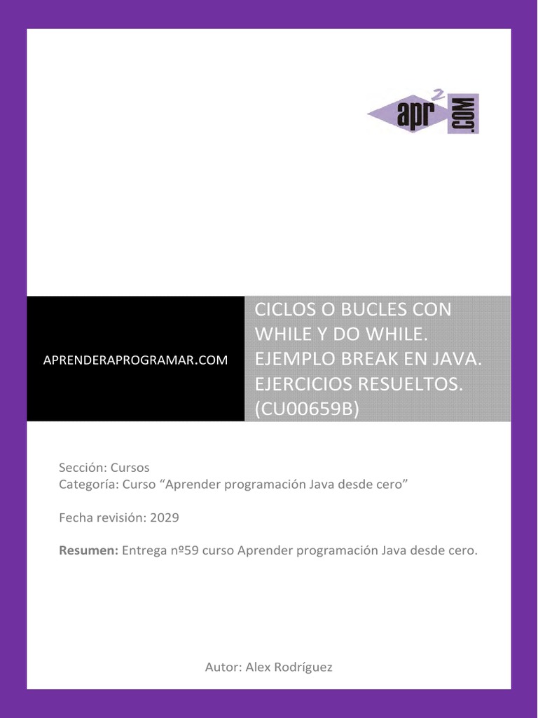 Ciclos o Bucles While Do While Java Ejemplo Break Ejercicios | PDF ...