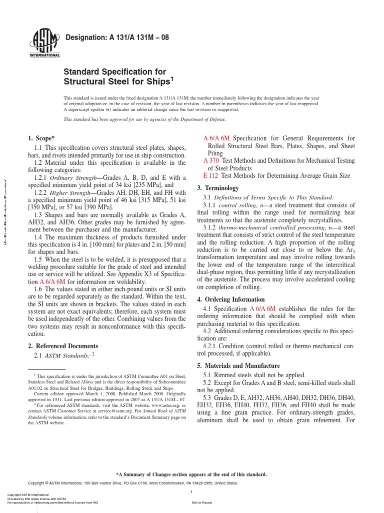 Astm A131 | PDF | Structural Steel | Steel