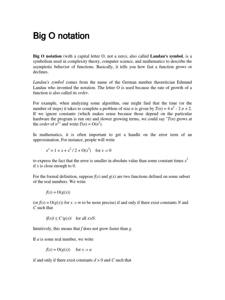 Big O Notation PDF | PDF | Time Complexity | Theoretical Computer Science