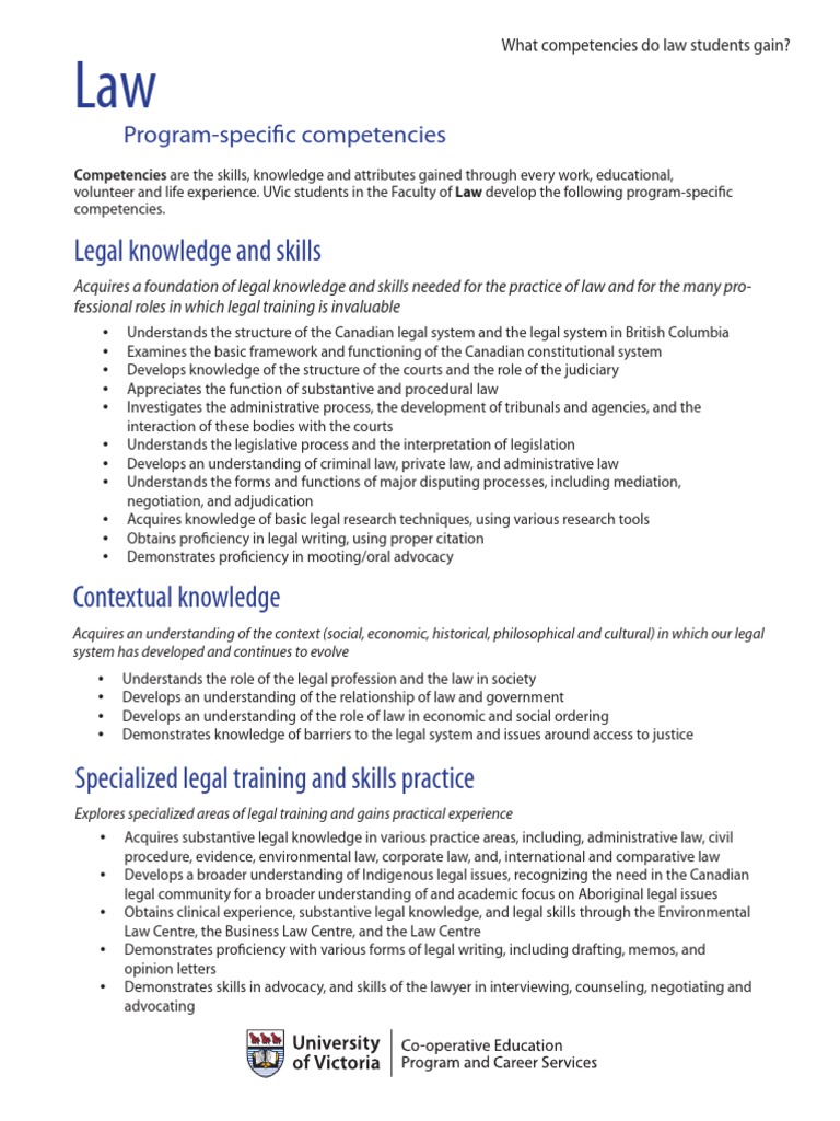 Legal Knowledge and Skills: Program-Specific Competencies | PDF ...