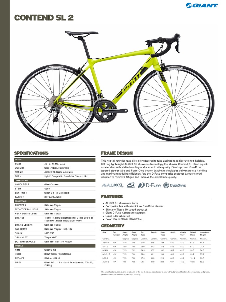 006 Giant Bicycle - Contend SL 2 (2017) | PDF | Human Powered Vehicles ...