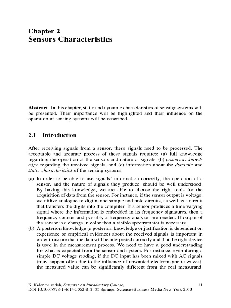 Sensors Characteristics | PDF | Sensor | Accuracy And Precision