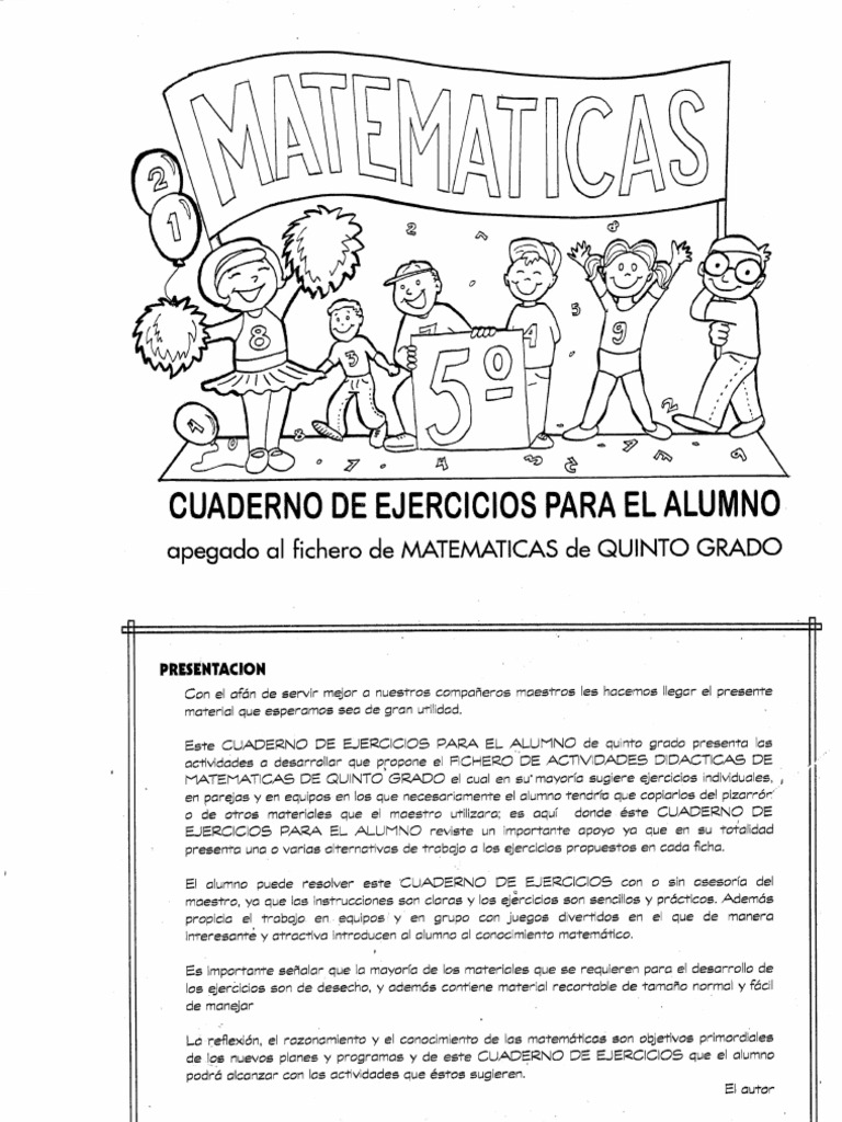 Cuadernos De Ejercicios De Matemáticas Para Quinto Grado Repaso