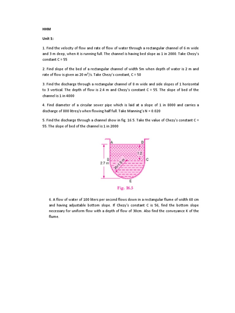 OCF&HM - Unit 1 - Problems | PDF