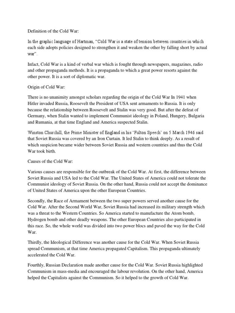 Definition of The Cold War | PDF | Cold War | Iron Curtain