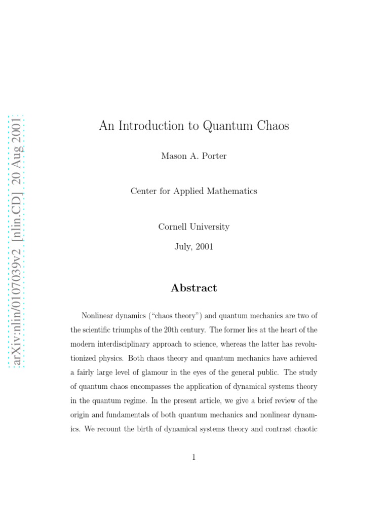 An Introduction to the Quantum Chaos: Exploring the Intersection of ...