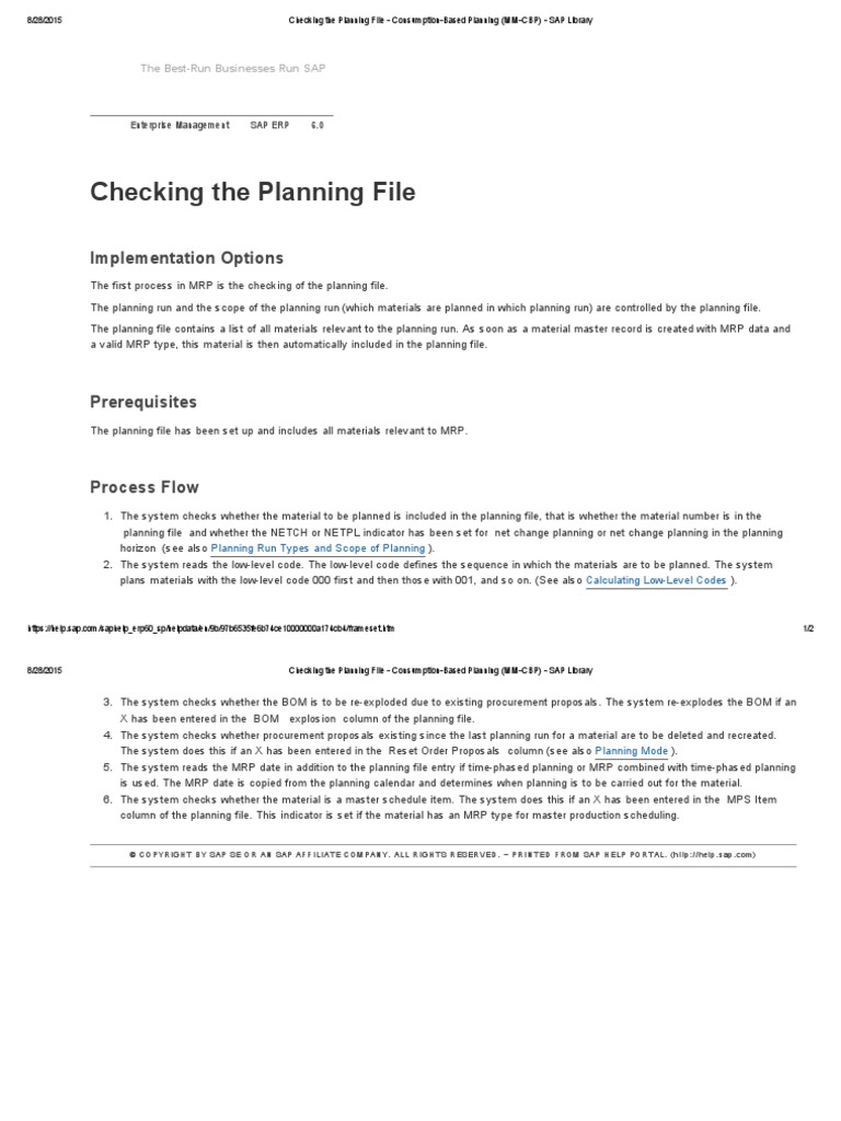 Checking The Planning File - Consumption-Based Planning (MM-CBP) - SAP ...