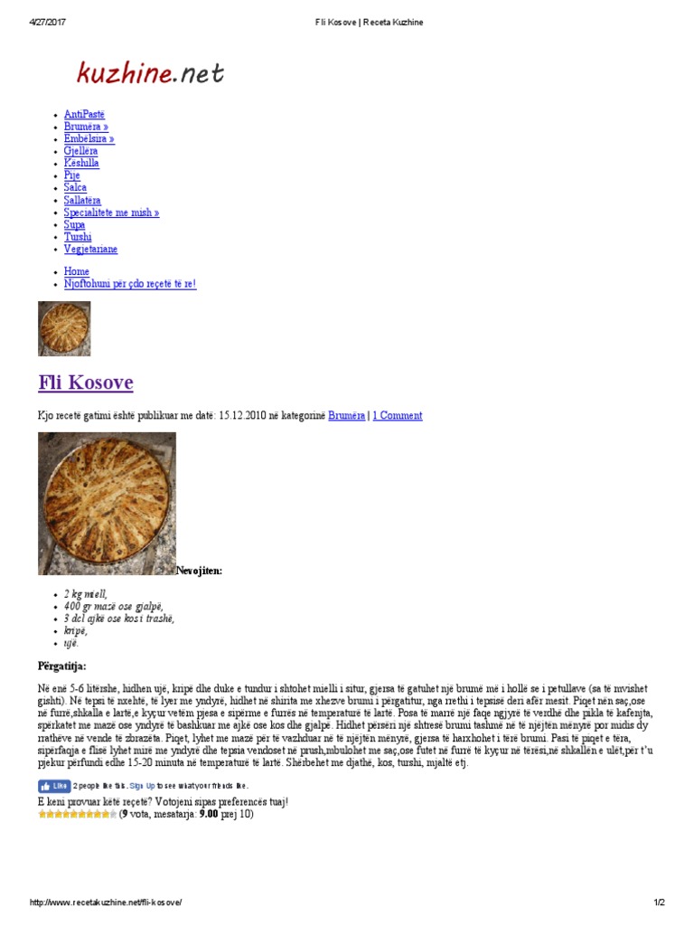 Fli Kosove - Receta Kuzhine | PDF