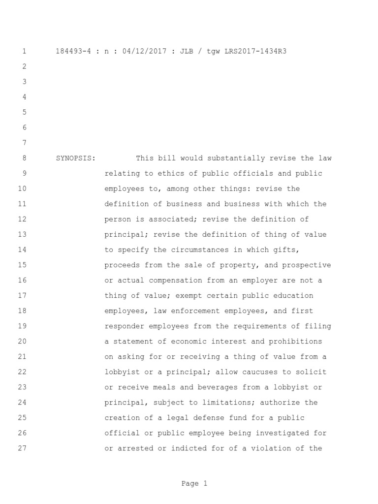 Alabama Ethics Reform Bill | PDF | Lobbying In The United States ...