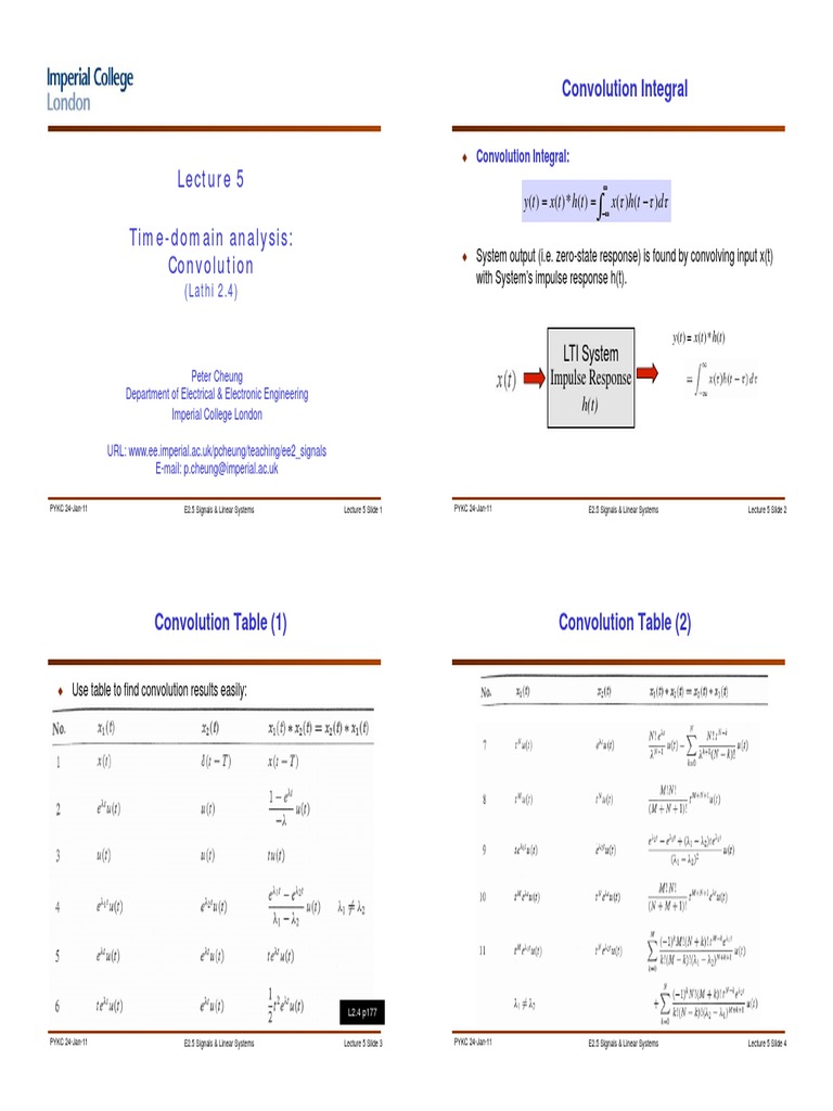 Lecture 5 - Convolution PDF | Download Free PDF | Convolution | Mathematical Analysis