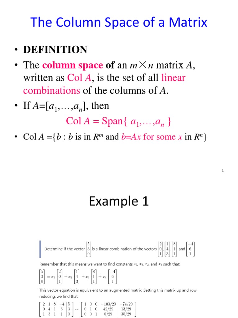 The Column Space of A Matrix | PDF