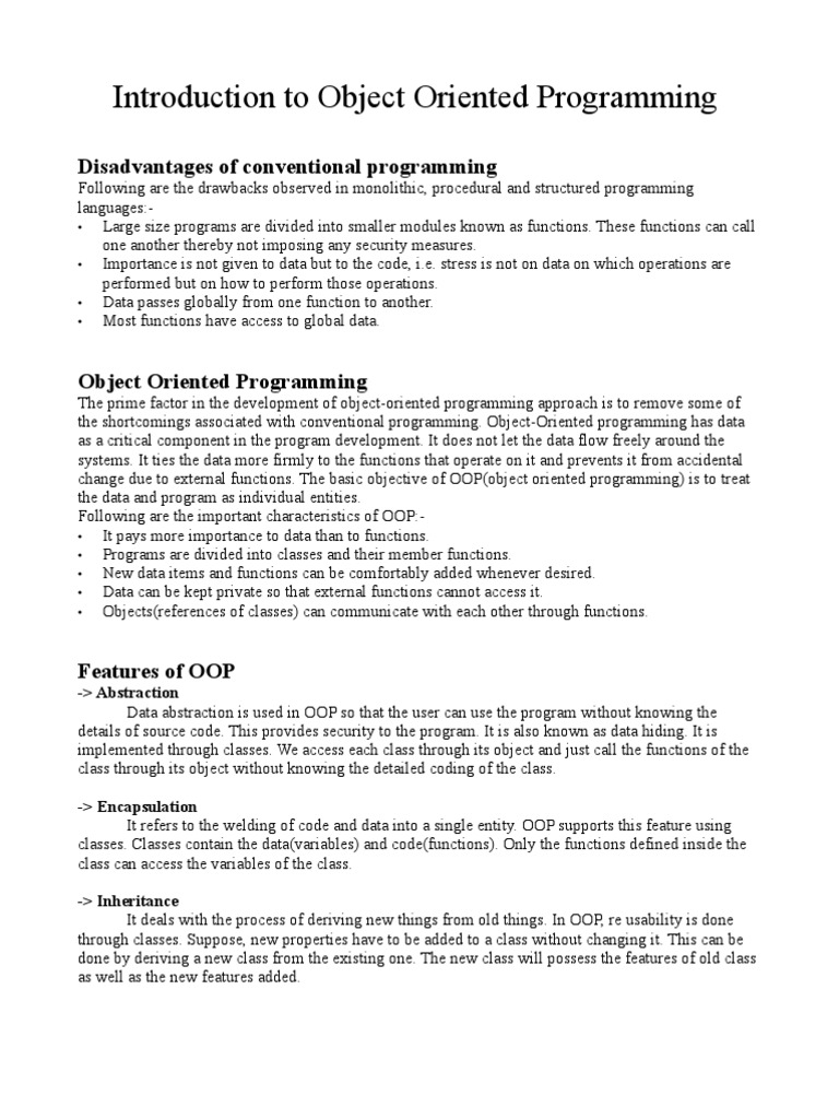 Intro To Oop Pdf Object Oriented Programming Class Computer