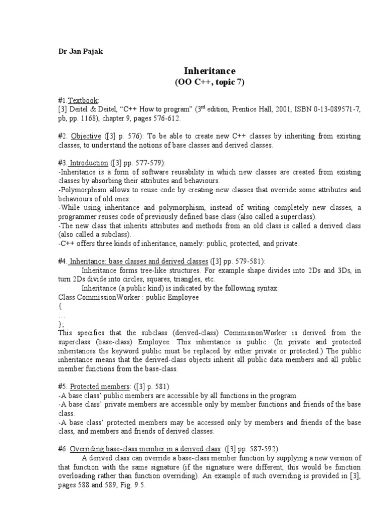Inheritance Oo C Topic 7 Pdf Inheritance Object Oriented Programming Constructor 1194