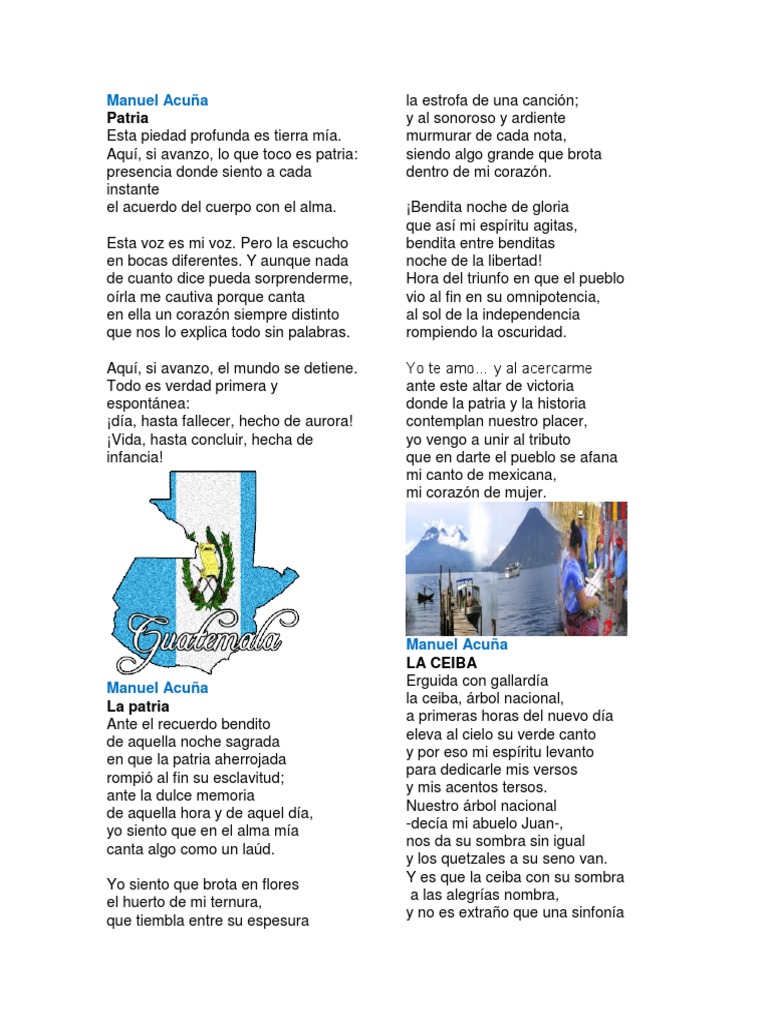 poemas a la patria de Guatemala con autores | Guatemala ...