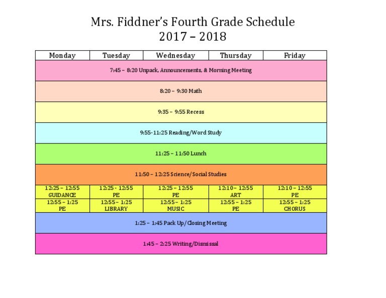 Fiddner Schedule 2017-2018 | PDF