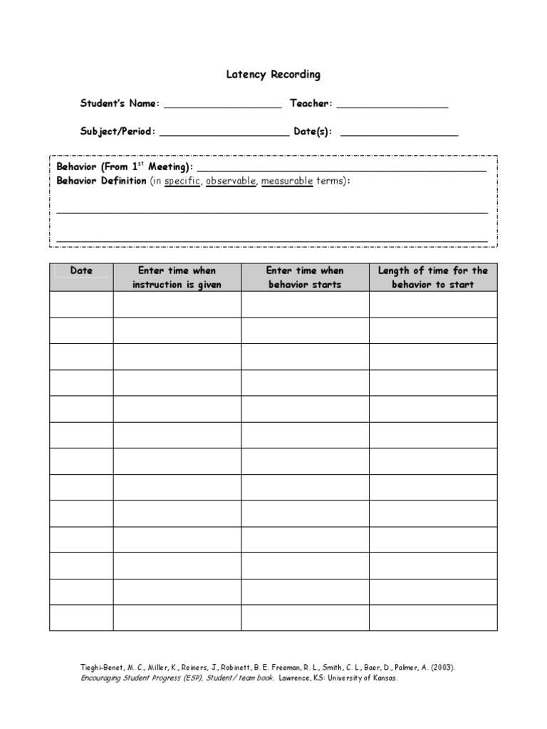 Latency Recording Blankrevised | PDF