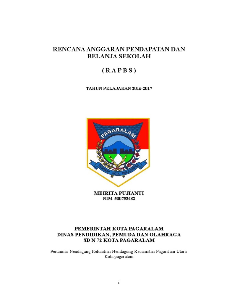 RAPBS SD N 72 Pagaralam 2016-2017 | PDF
