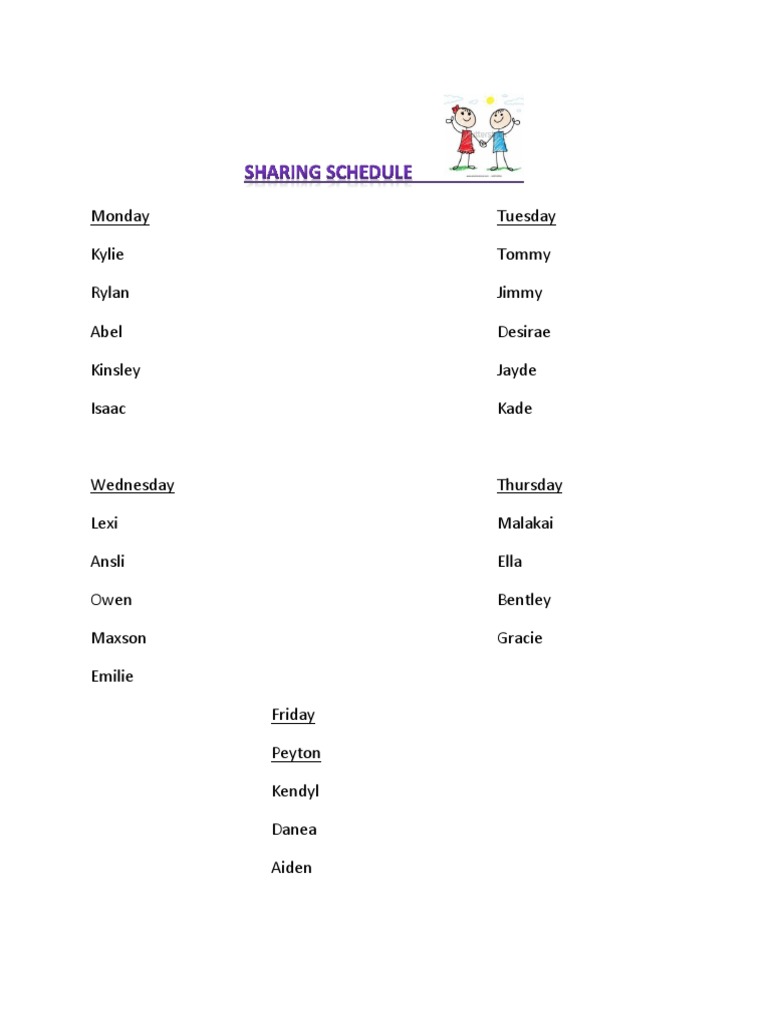 Weekly Schedule of Names | PDF