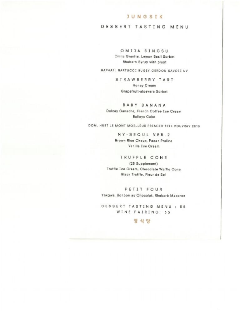 Jungsik Dessert Tasting Menu | PDF