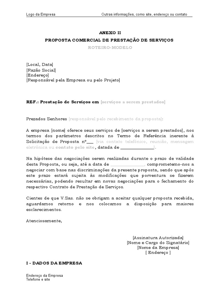 Modelo de Proposta Comercial de Prestação de Serviços | PDF | E-mail ...