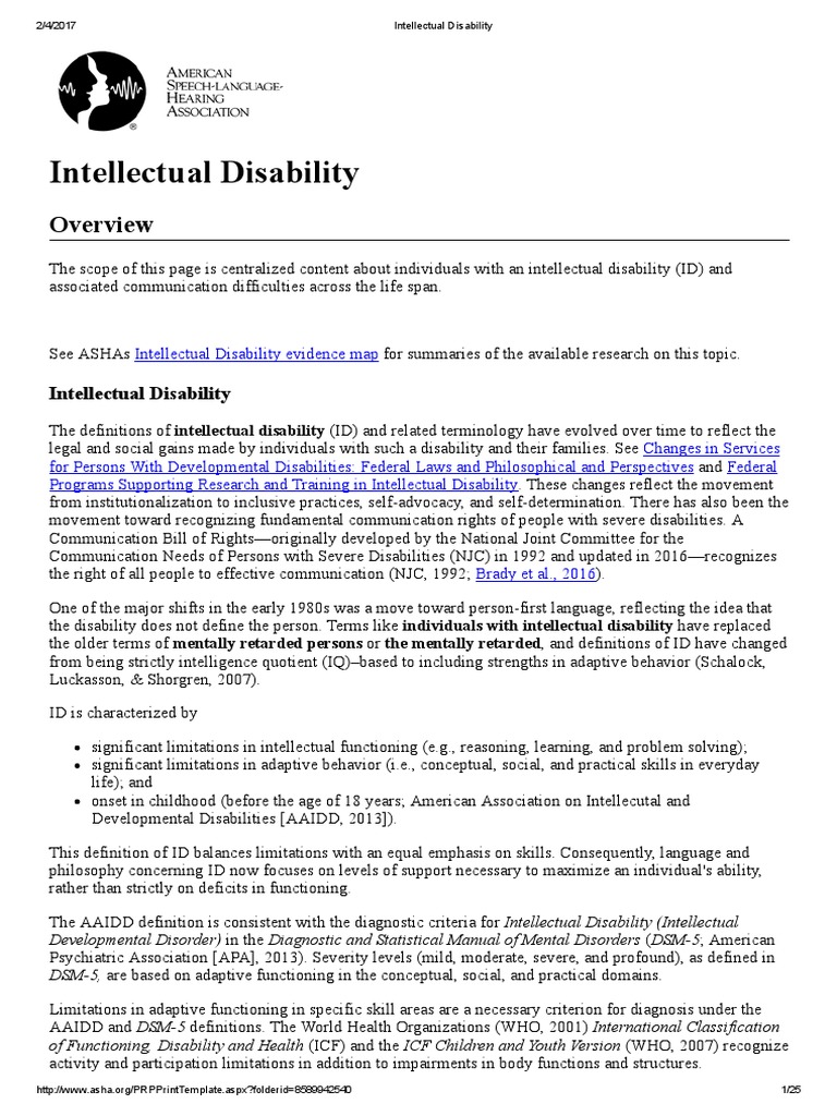 Intellectual Disability | Intellectual Disability | Psychological ...
