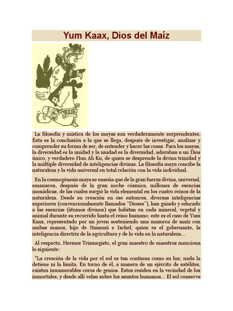 Yum Kaax Dios Maya Del Maiz | PDF | Civilización maya | Evolución