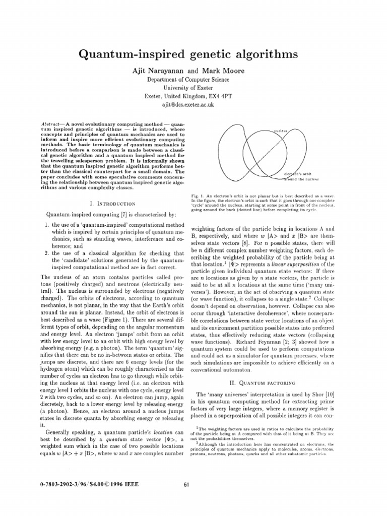 Quantum-Inspired Genetic Algorithms | PDF | Energy Level | Electron Quantum-Inspired Genetic Algorithms | PDF | Energy Level | Electron