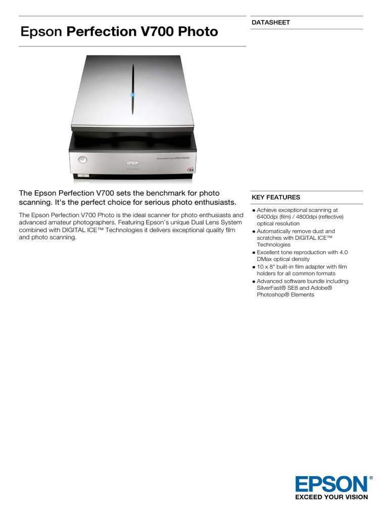 Epson Perfection V700 Photo Datasheet | PDF | Image Scanner | Optics