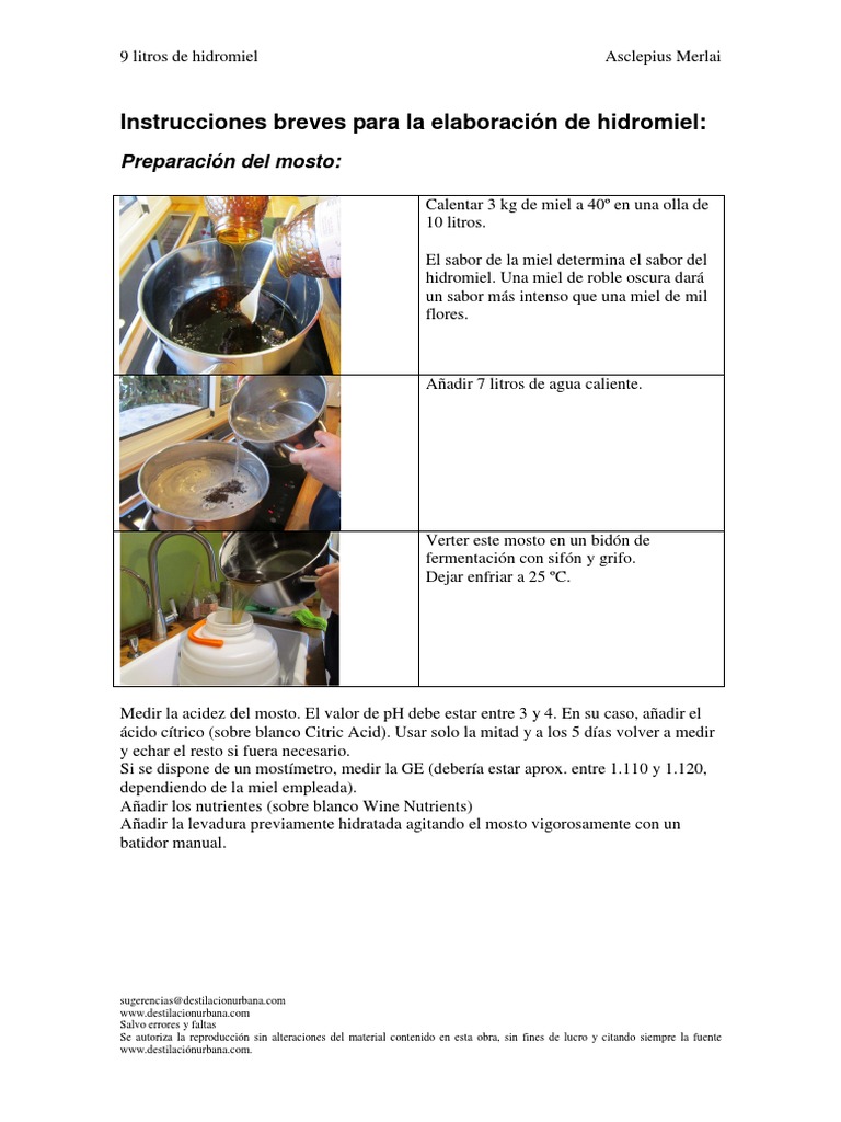 Elaboracion de 9 Litros de Hidromiel-1 | PDF | Miel | Comidas fermentadas