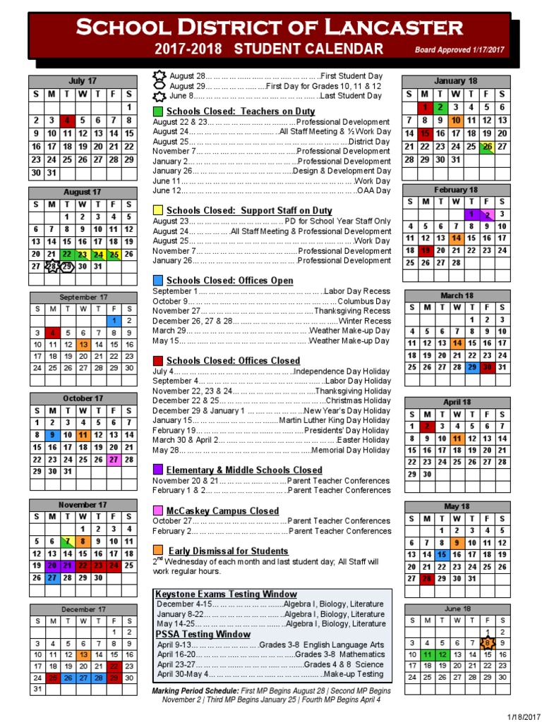 1718 Student Calendar | PDF | Holidays | Observances