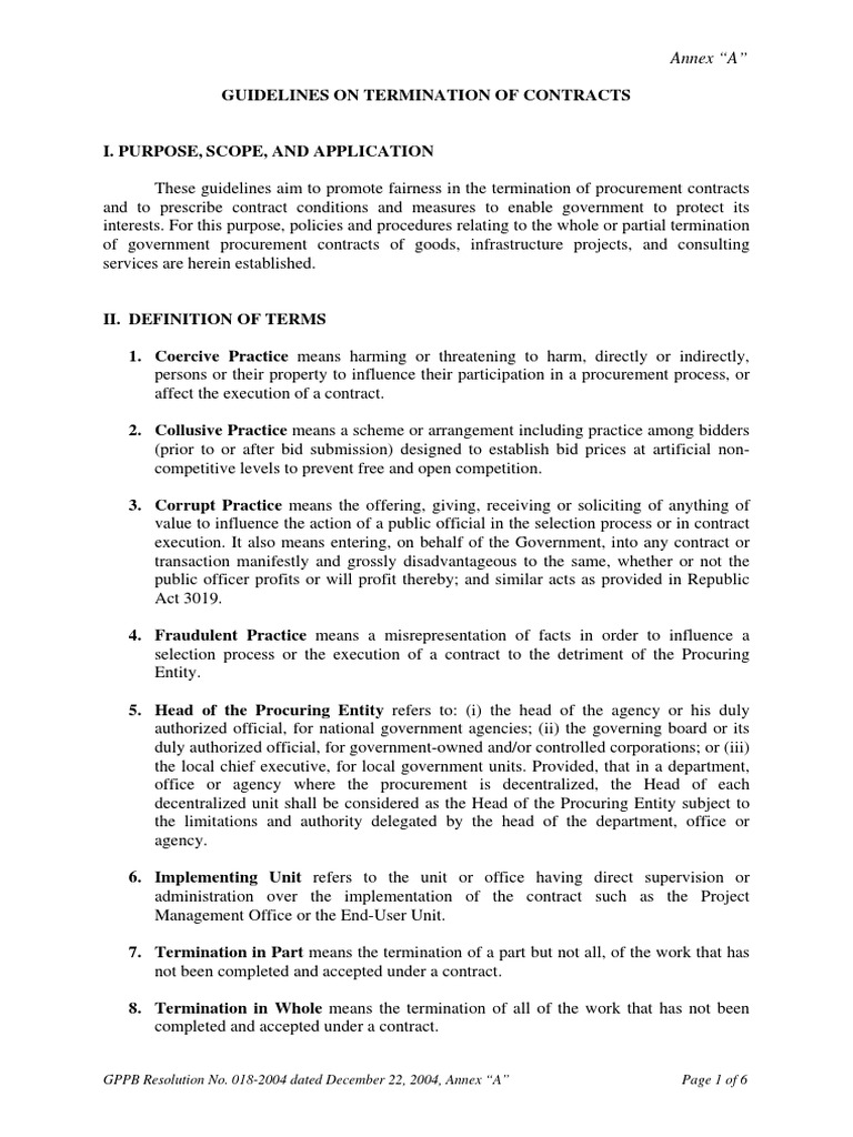 Guidelines for Contract Termination | PDF