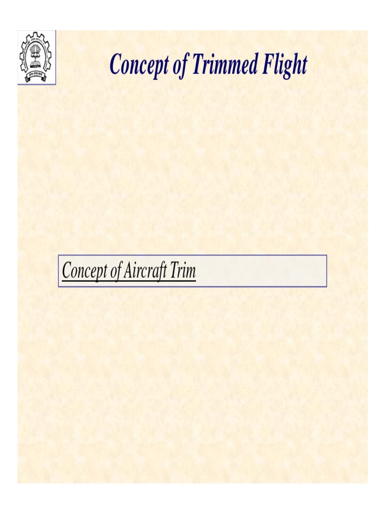 Concept of Trimmed Flight | PDF | Lift (Force) | Airfoil
