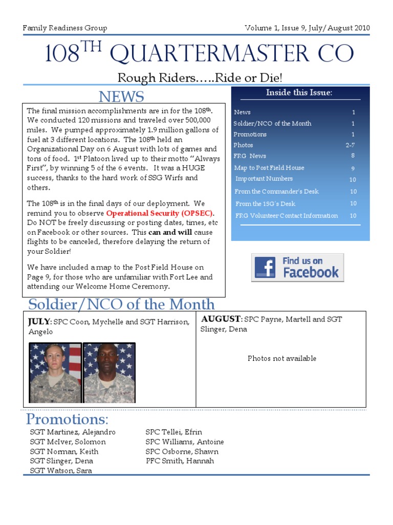 108th FRG Newsletter July/August 2010 | PDF | Military Organization ...