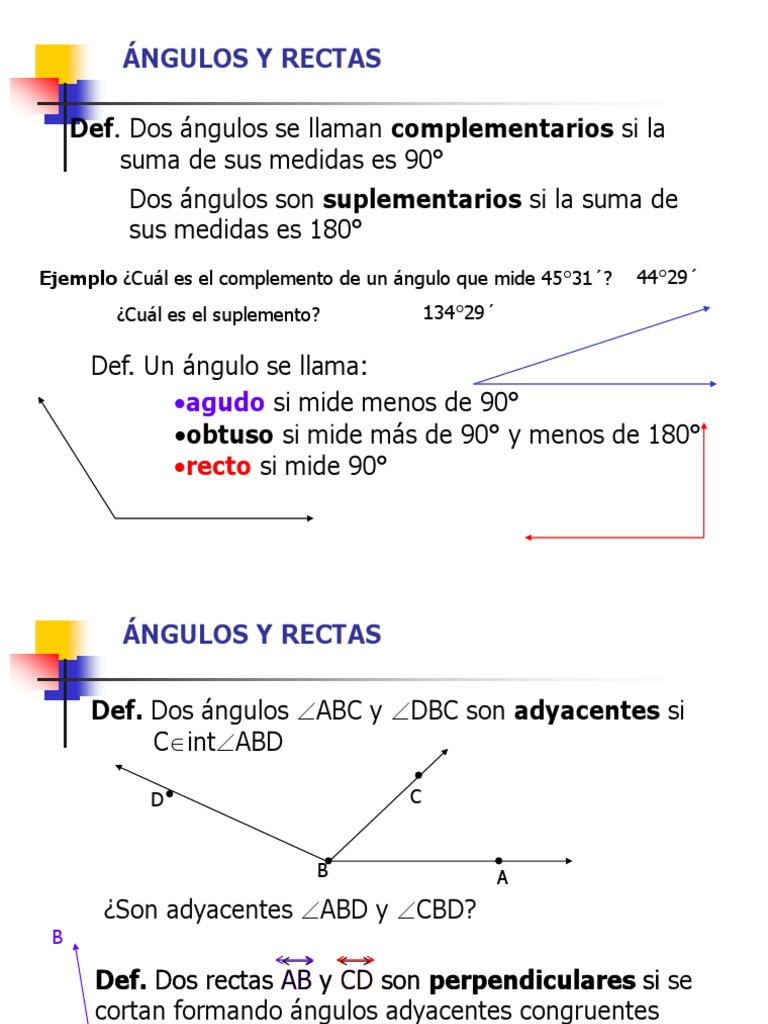 Angulos y Rectas | PDF | Perpendicular | Geometría Elemental