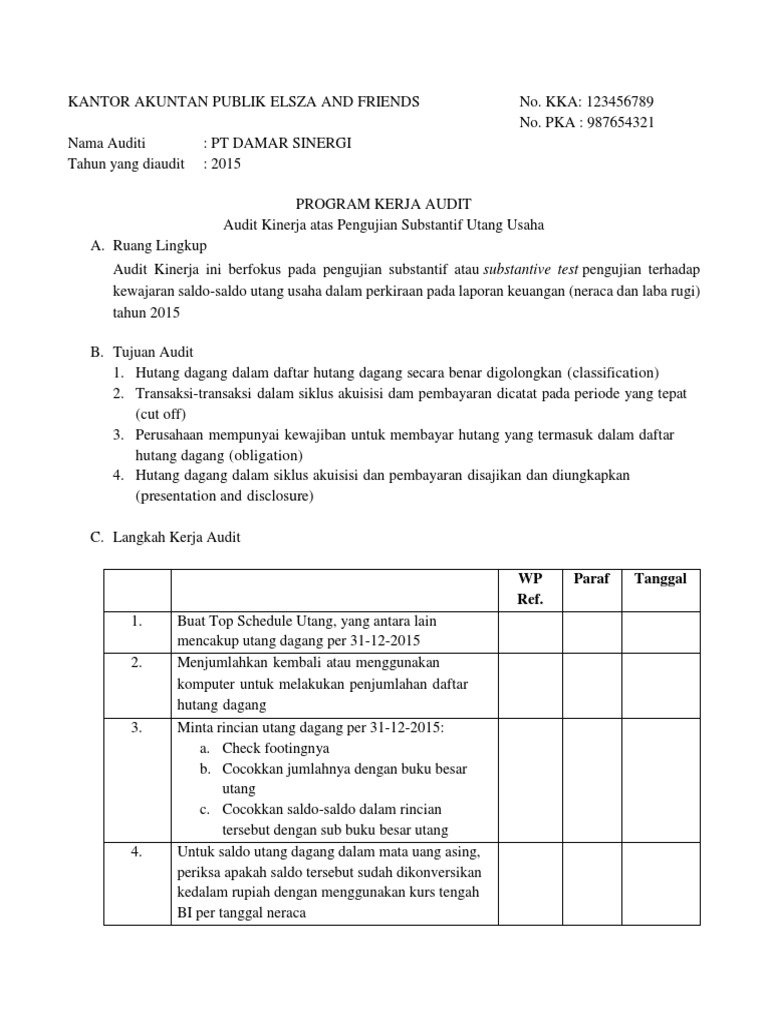 Contoh Program Audit | PDF