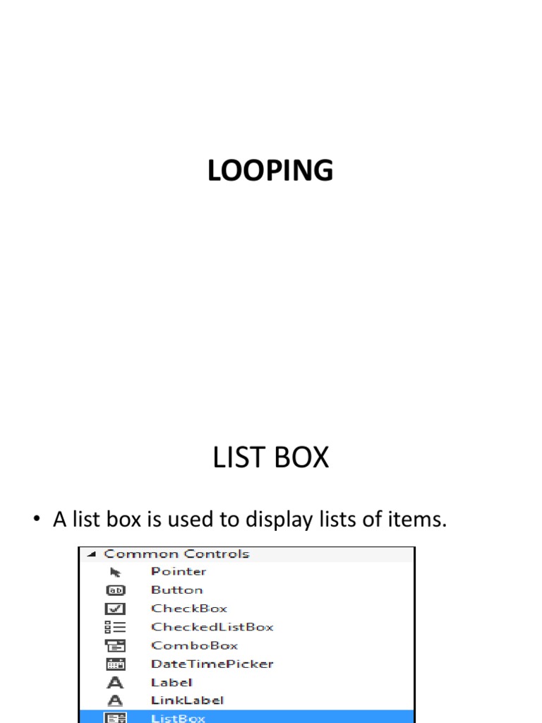 LOOPING LIST BOX | PDF