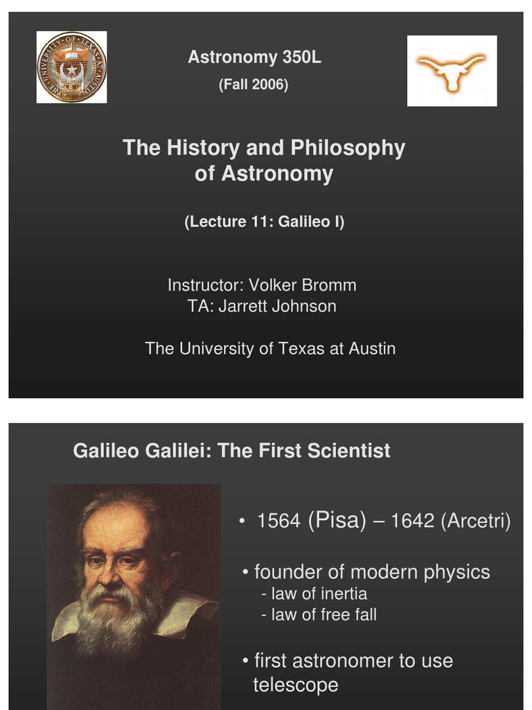 The History And Philosophy Of Astronomy Lecture 11 Galileo