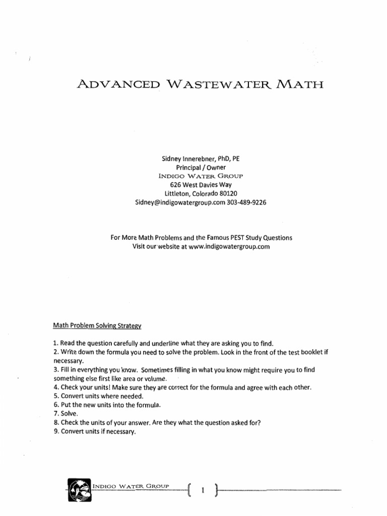 Advanced Wastewater Math PDF | PDF