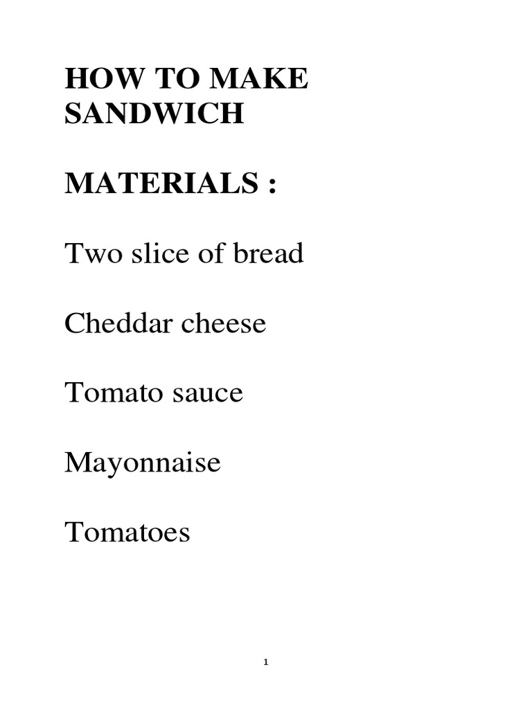 How To Make Sandwich | PDF