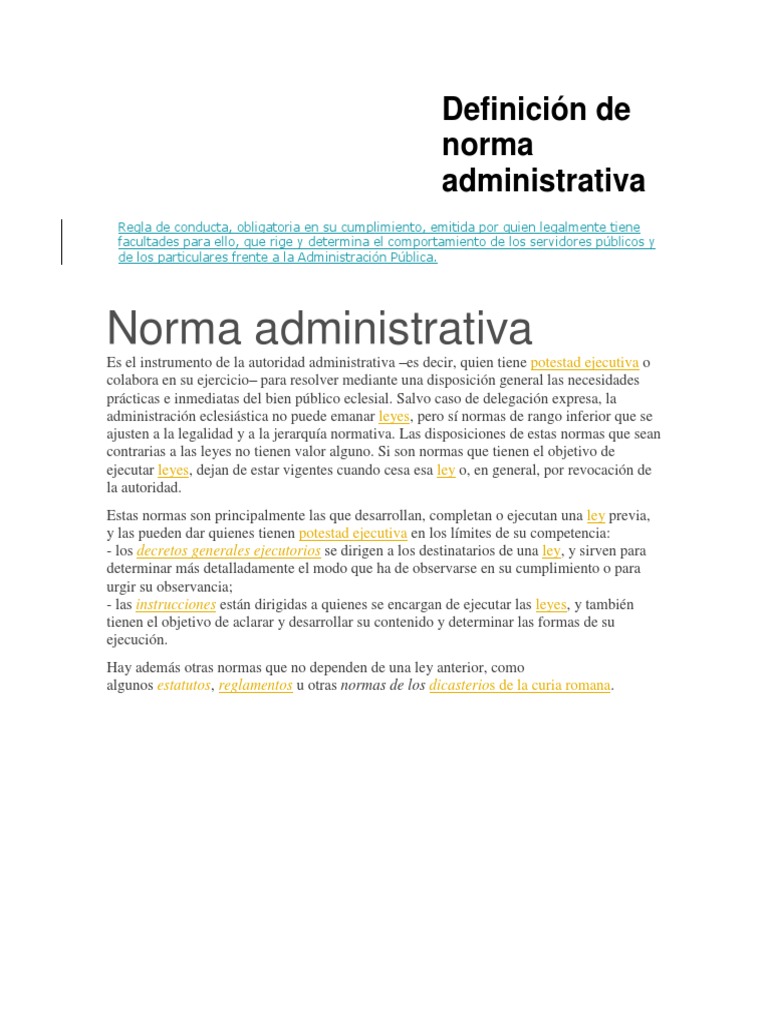 Definición de Norma Administrativa