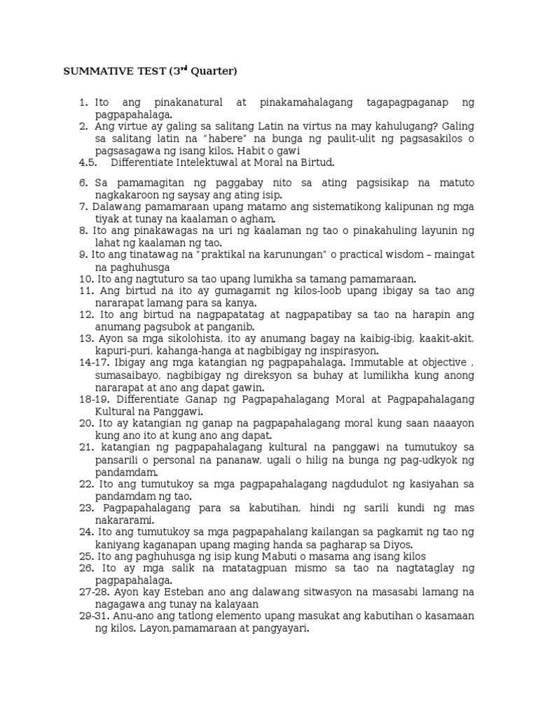 Summative Test | PDF