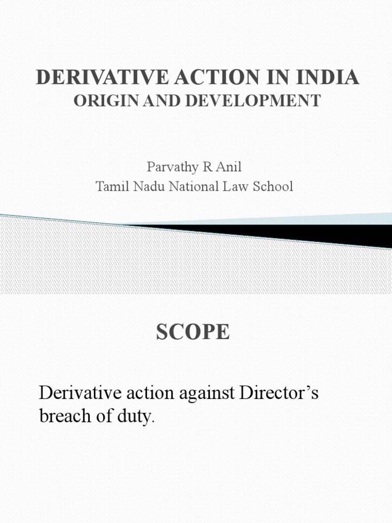Derivative Action in India | PDF | Board Of Directors | Breach Of Contract